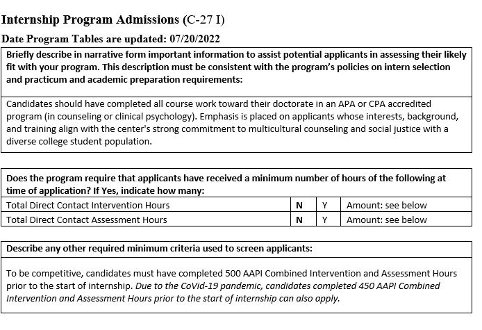 Application and Selection Information | UCI Counseling Center